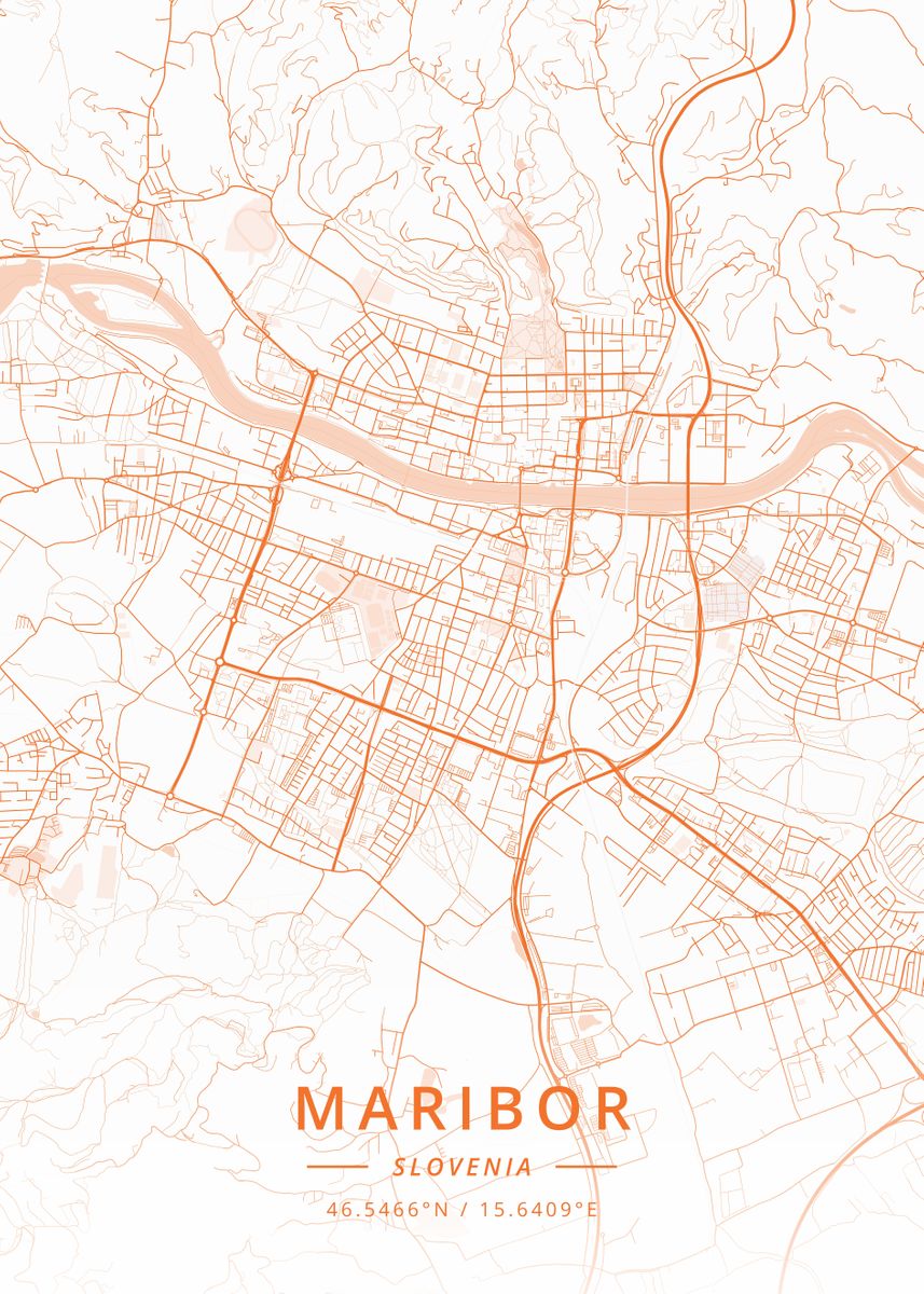'Maribor Slovenia' Poster by Designer Map Art | Displate