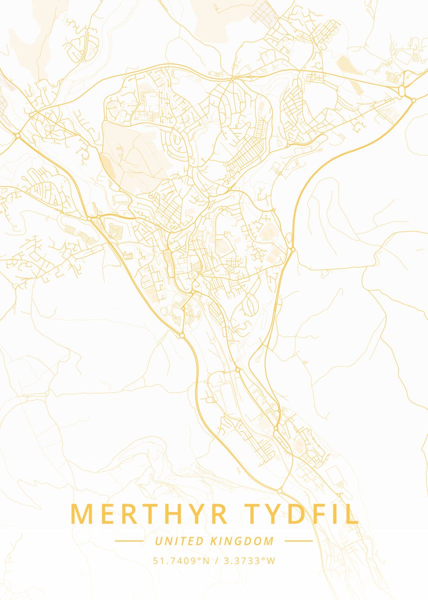'Merthyr Tydfil UK' Poster by Designer Map Art | Displate