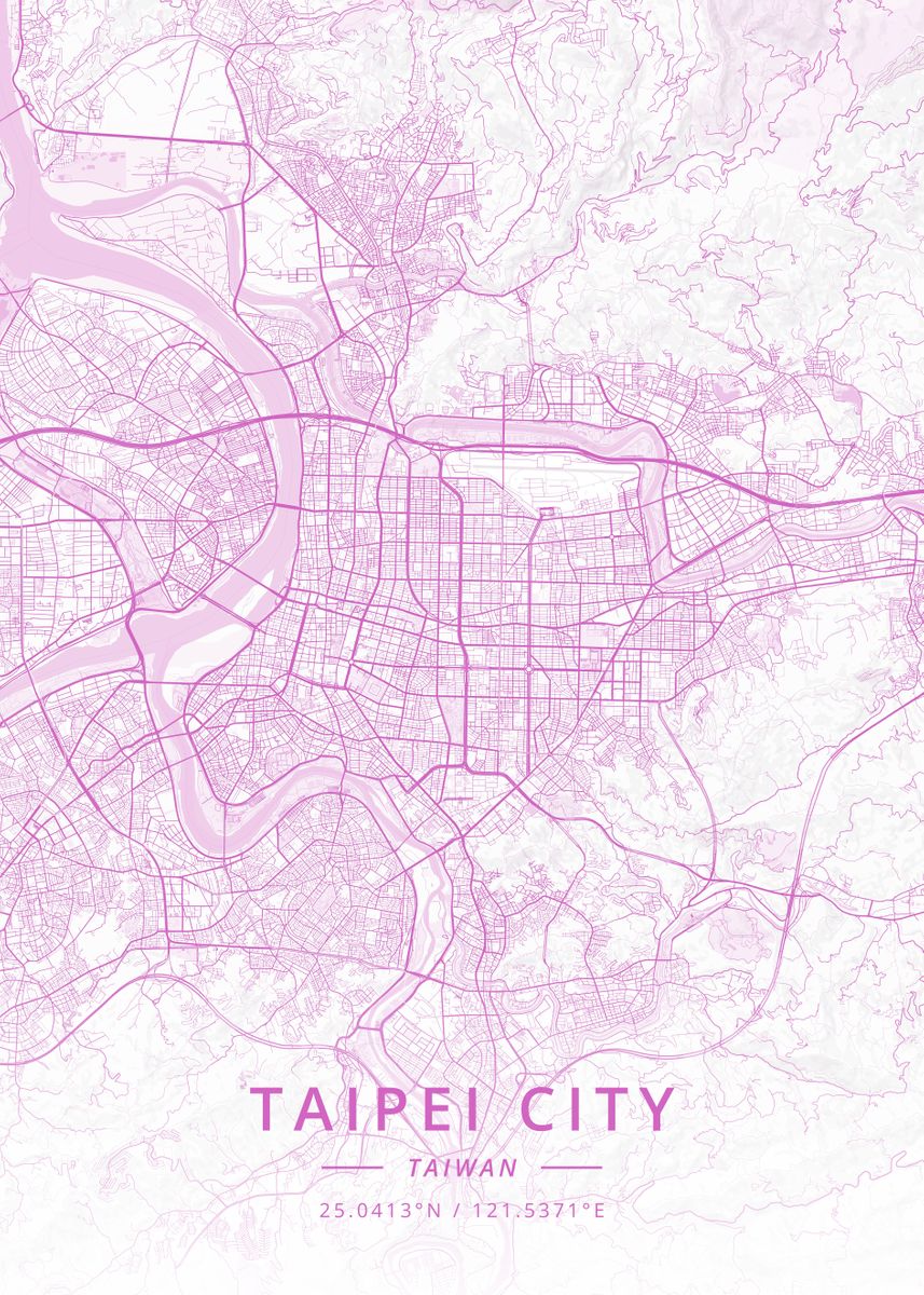 'Taipei City Taiwan' Poster by Designer Map Art | Displate