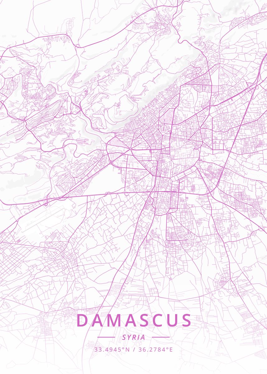 'Damascus Syria' Poster by Designer Map Art | Displate