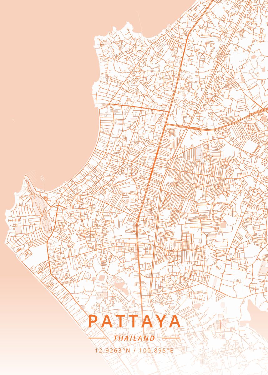 'Pattaya Thailand' Poster, picture, metal print, paint by Designer Map ...
