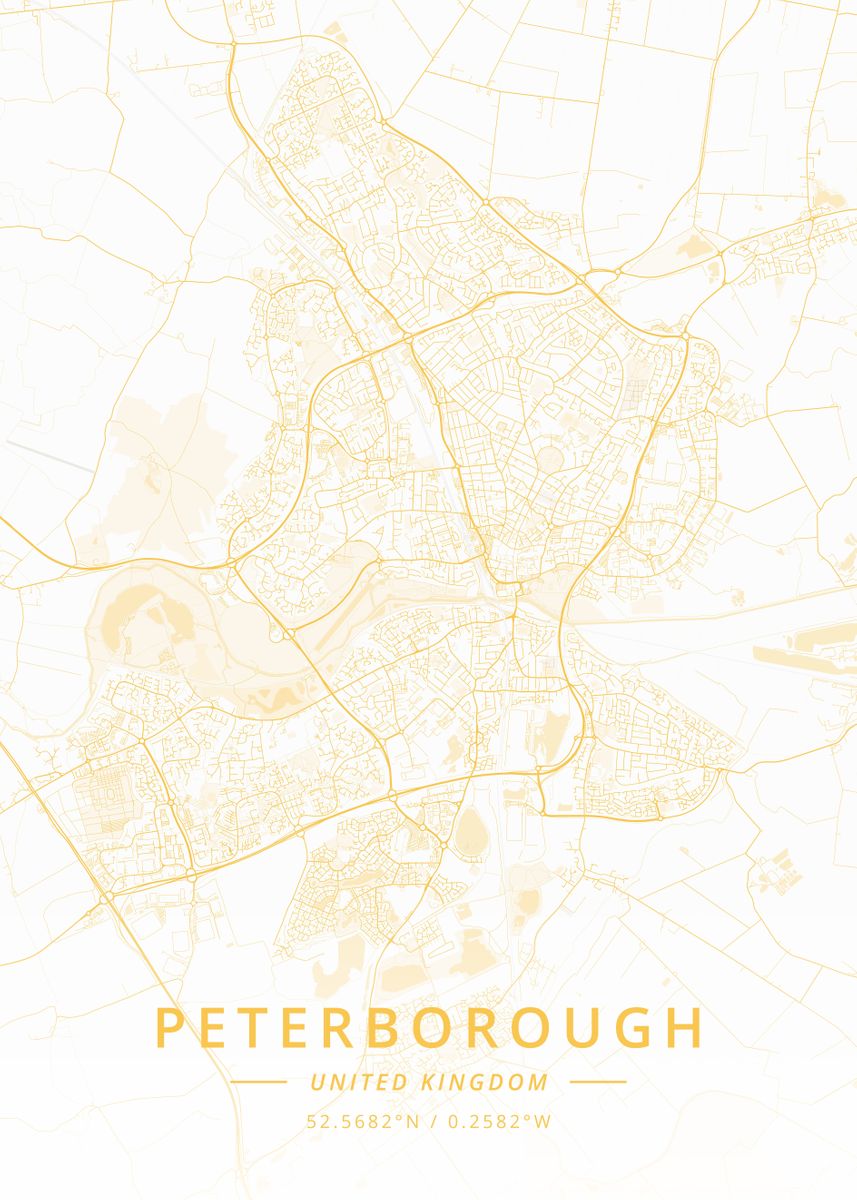 'Peterborough UK' Poster, picture, metal print, paint by Designer Map ...