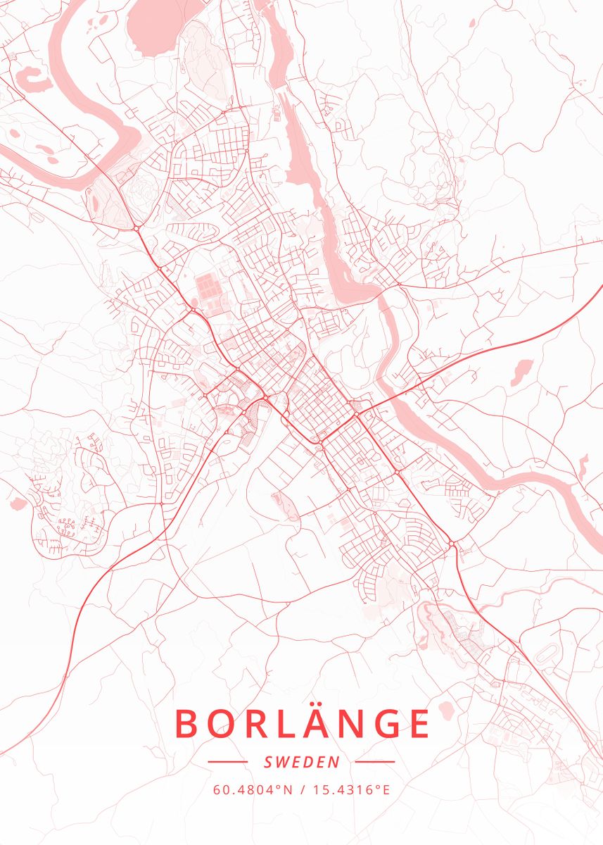 'Borlange Sweden' Poster, picture, metal print, paint by Designer Map ...