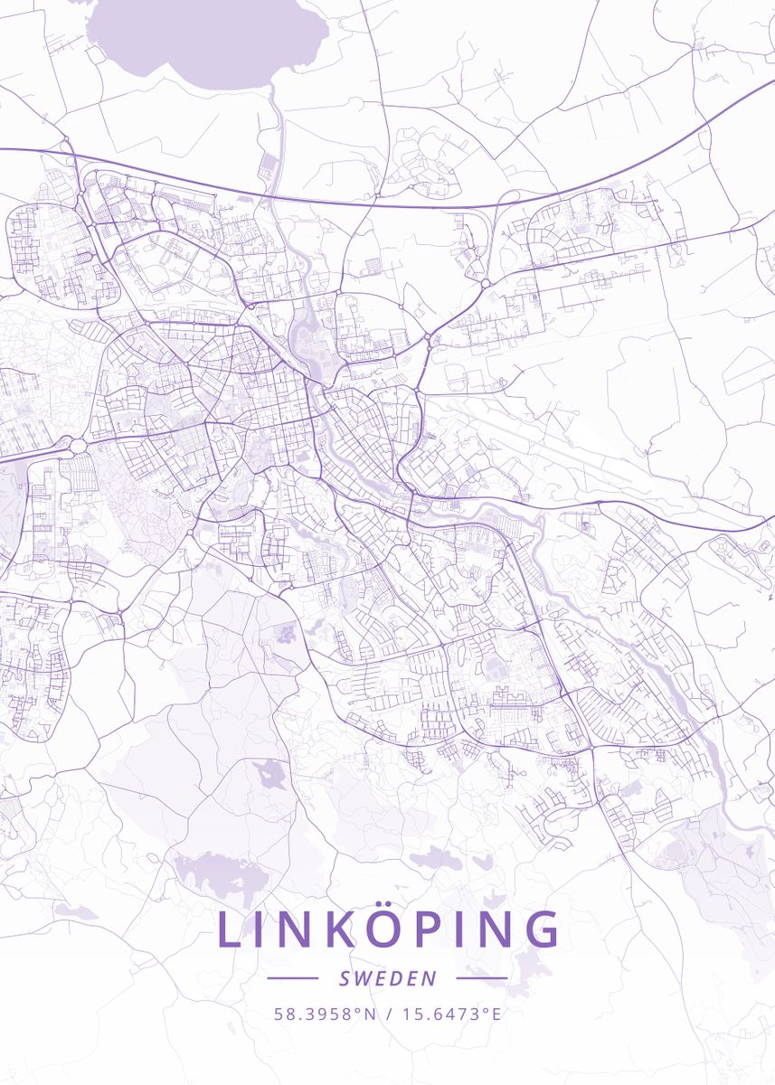 'Linkoping Sweden' Poster, picture, metal print, paint by Designer Map ...
