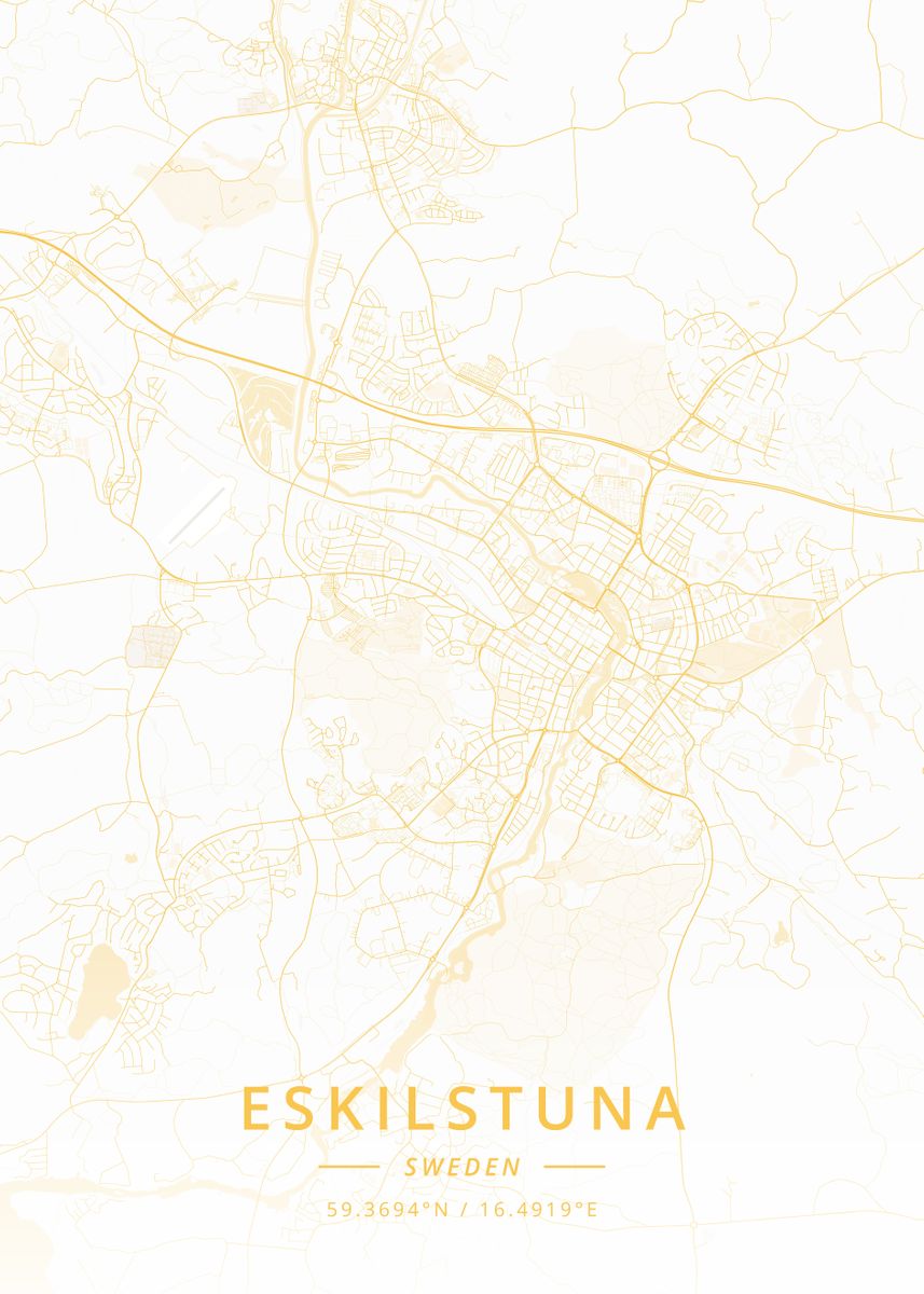 'Eskilstuna Sweden' Poster, picture, metal print, paint by Designer Map ...