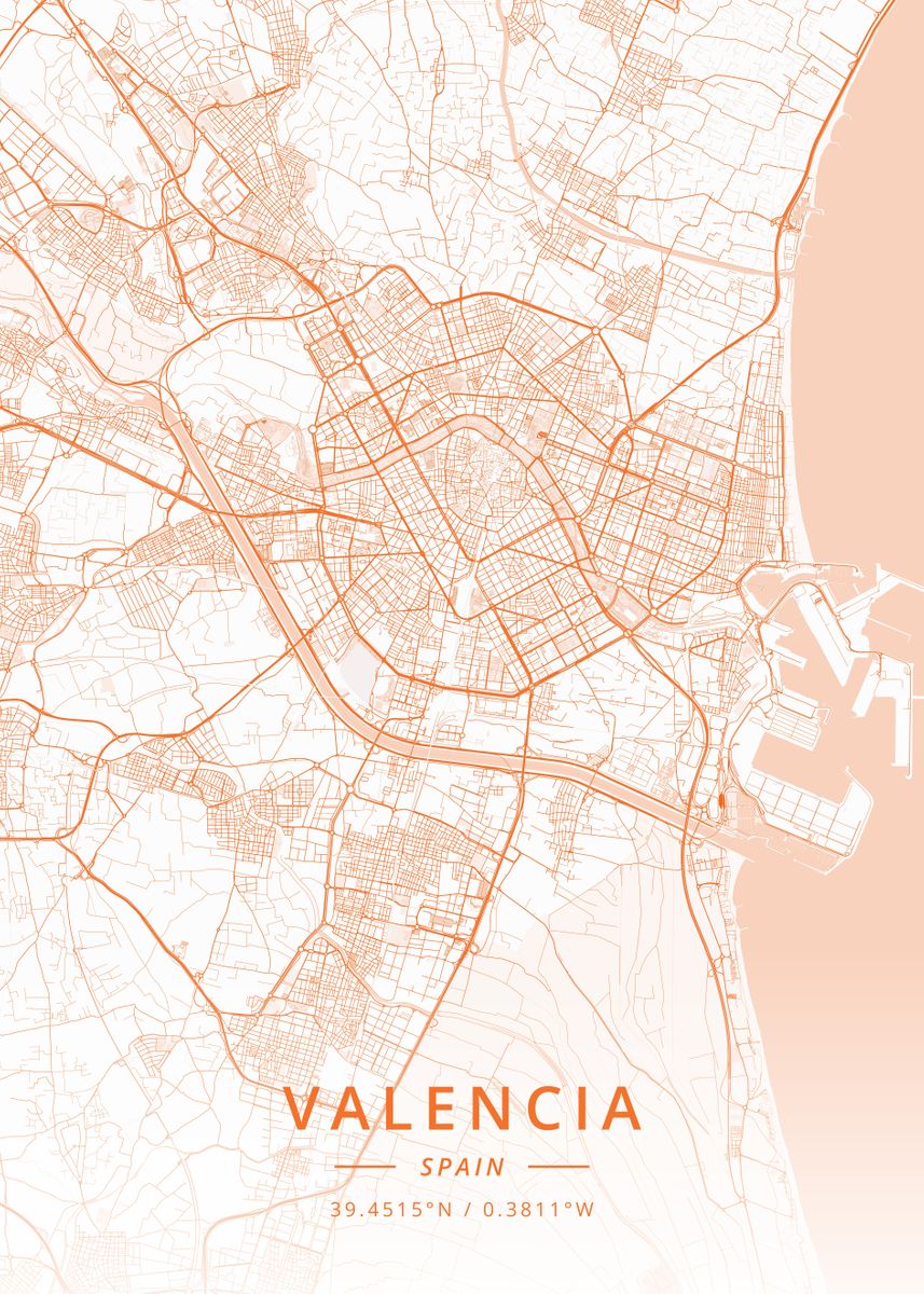 'Valencia Spain' Poster by Designer Map Art | Displate