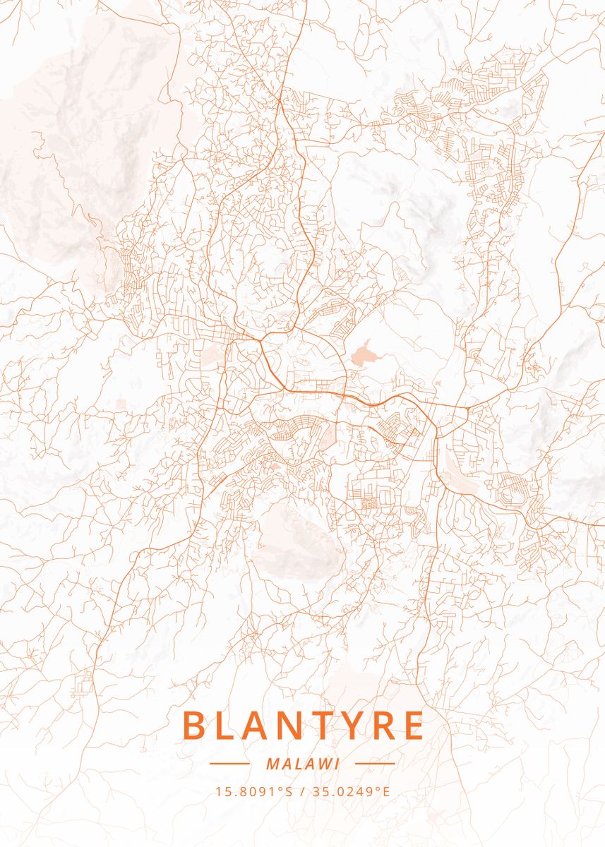 'Blantyre Malawi' Poster by Designer Map Art | Displate