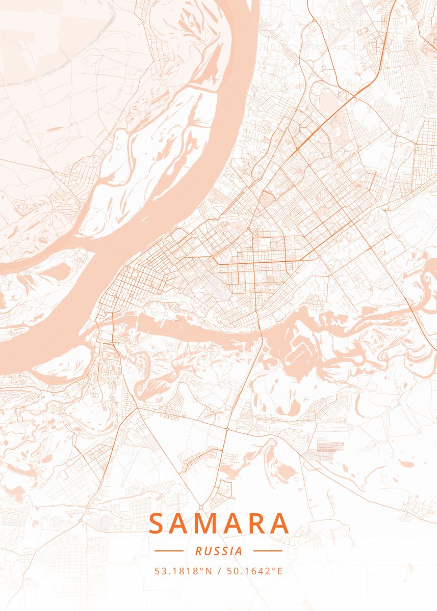 'Samara Russia' Poster, picture, metal print, paint by Designer Map Art ...