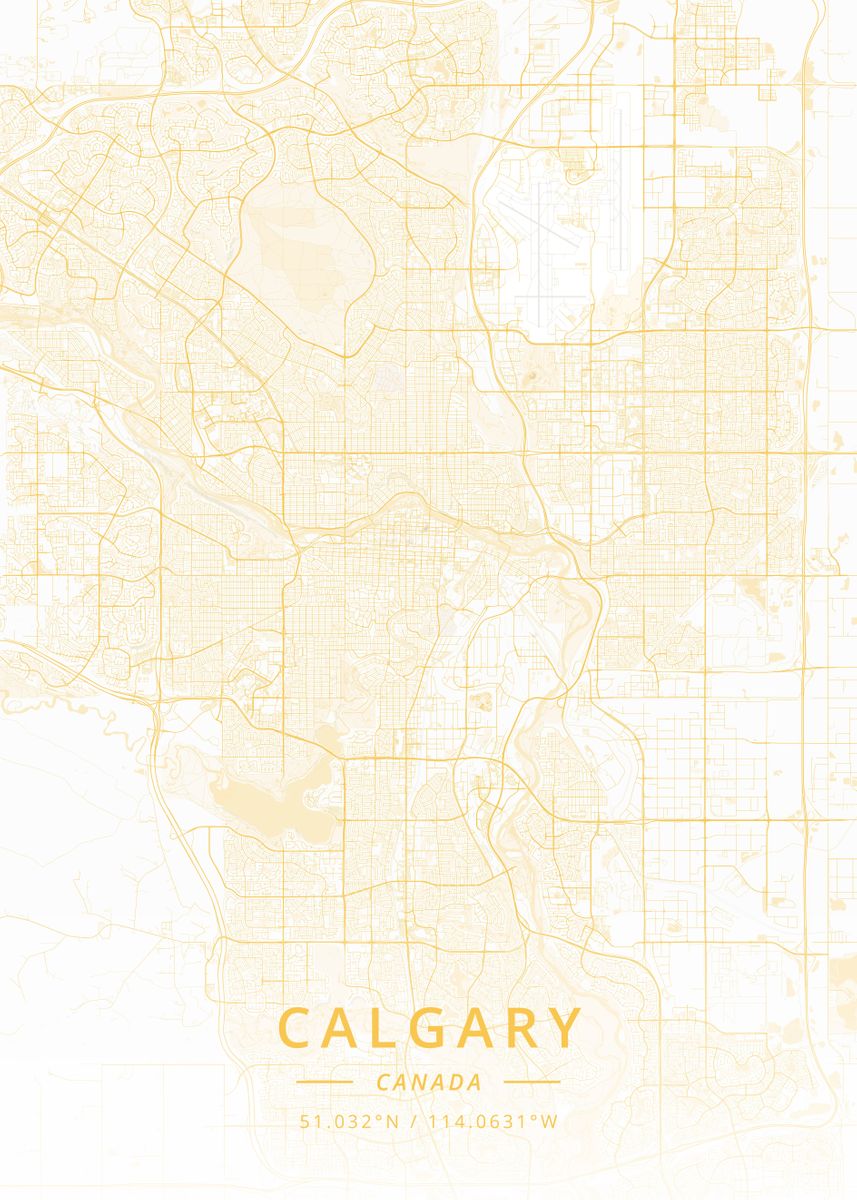 'Calgary Canada' Poster, picture, metal print, paint by Designer Map ...