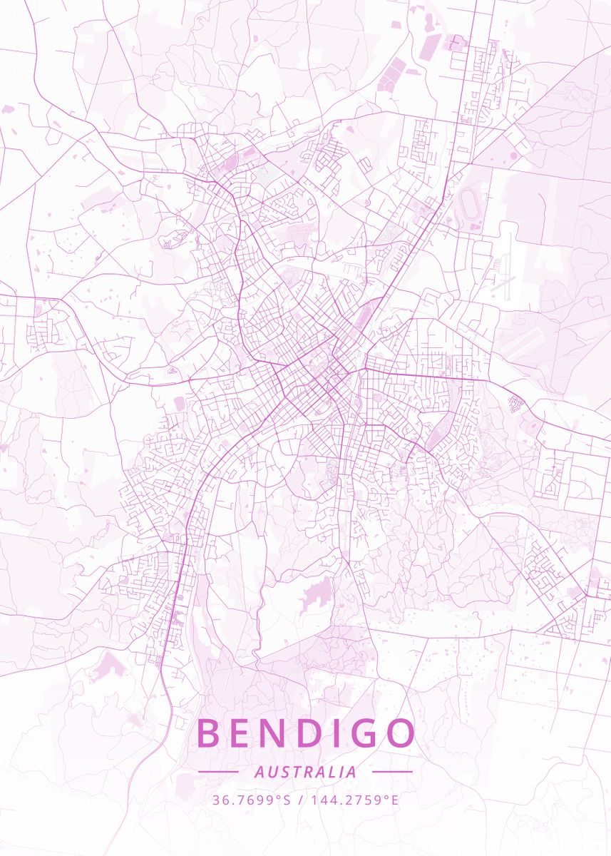 'Bendigo Australia' Poster, picture, metal print, paint by Designer Map ...