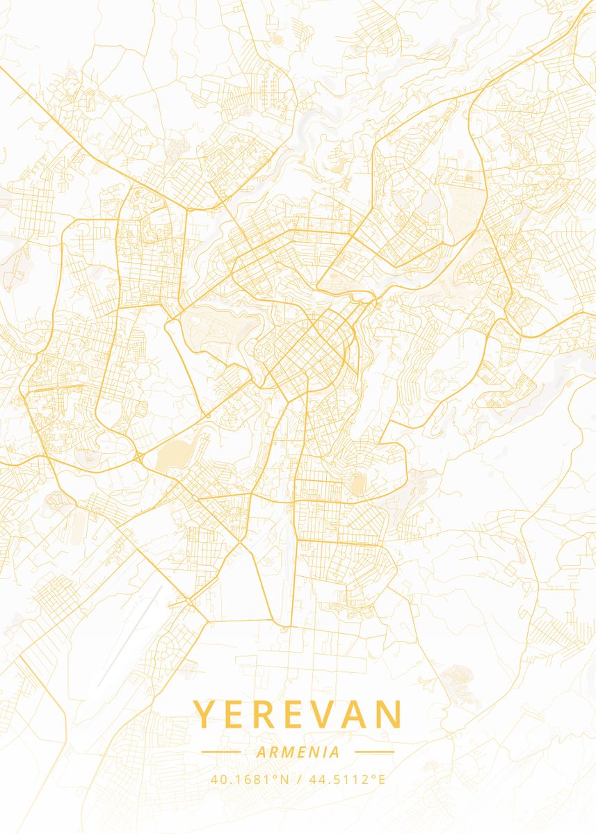 'Yerevan Armenia' Poster, picture, metal print, paint by Designer Map ...
