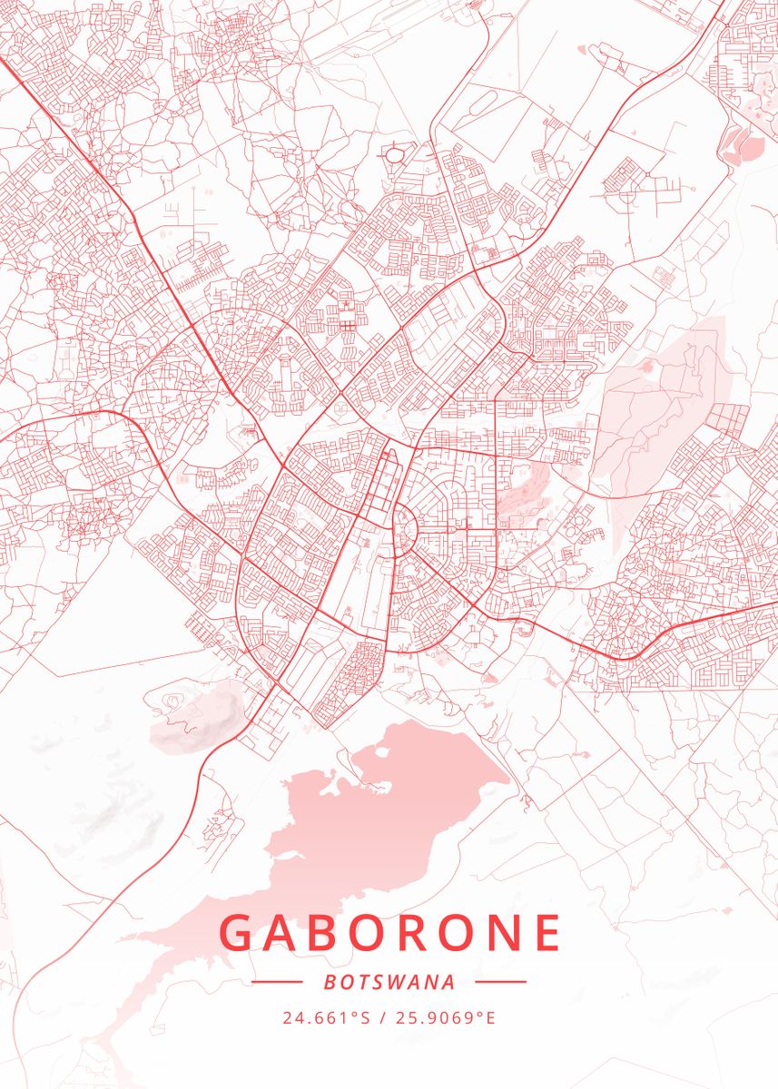 'Gaborone Botswana' Poster, picture, metal print, paint by Designer Map ...