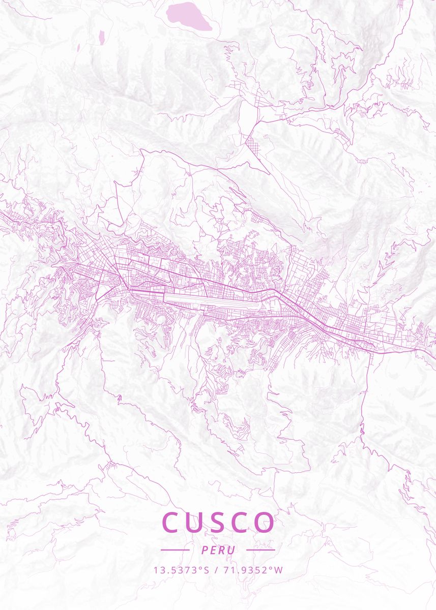 'Cusco Peru' Poster, picture, metal print, paint by Designer Map Art ...