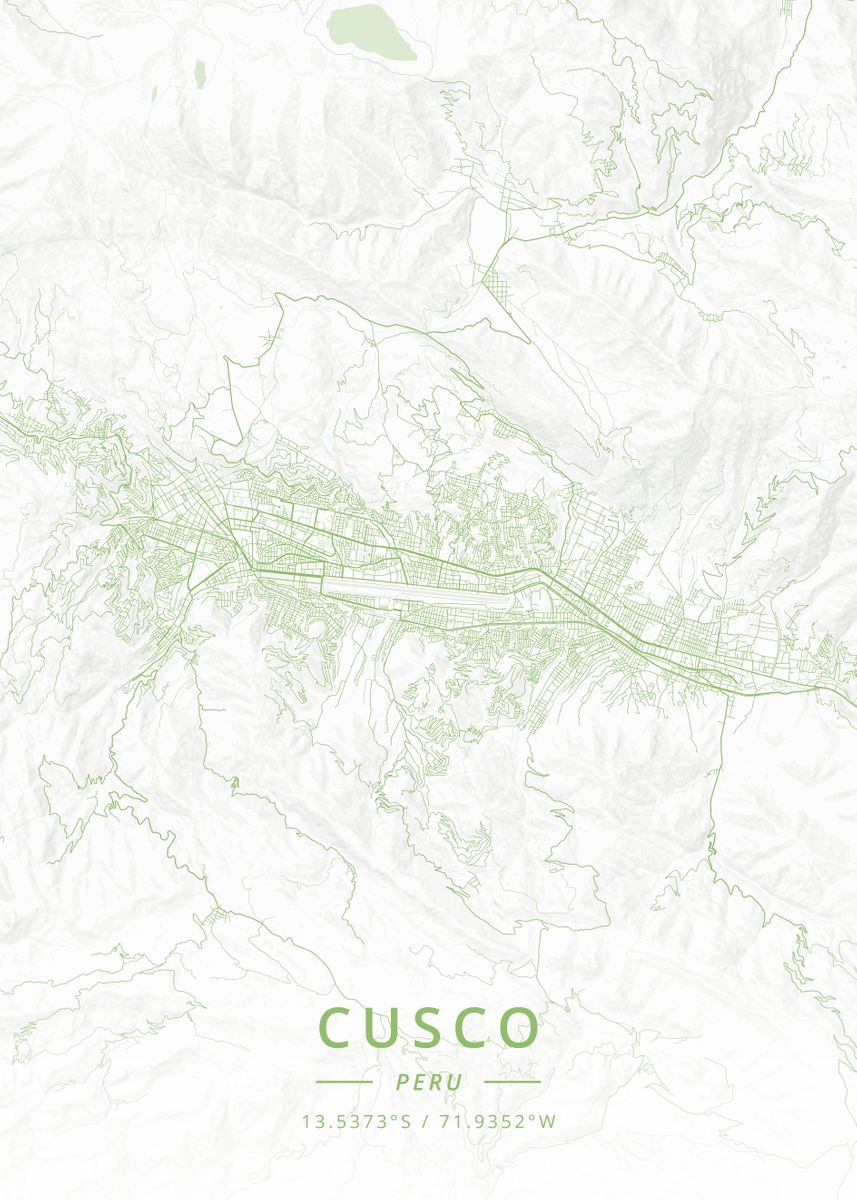 'Cusco Peru' Poster, picture, metal print, paint by Designer Map Art ...