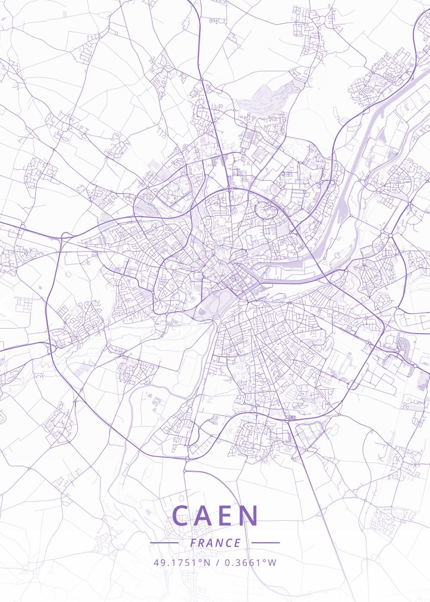 'Caen France' Poster, picture, metal print, paint by Designer Map Art ...