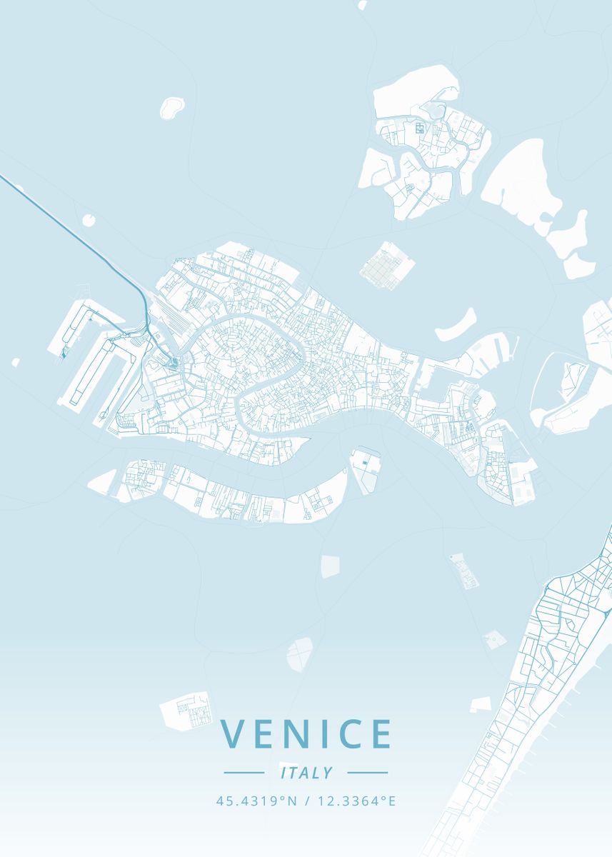 'Venice Italy' Poster, picture, metal print, paint by Designer Map Art ...