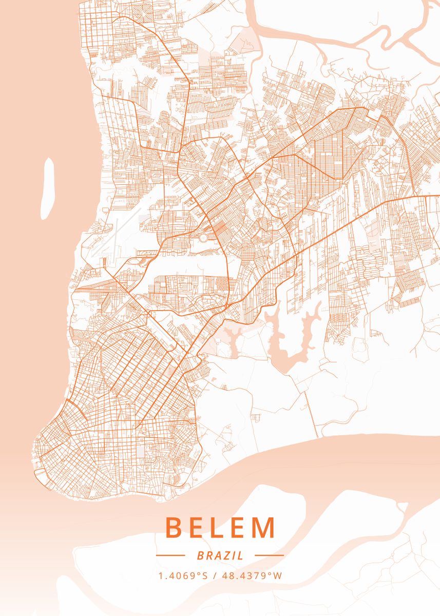 'Belem Brazil' Poster, picture, metal print, paint by Designer Map Art ...