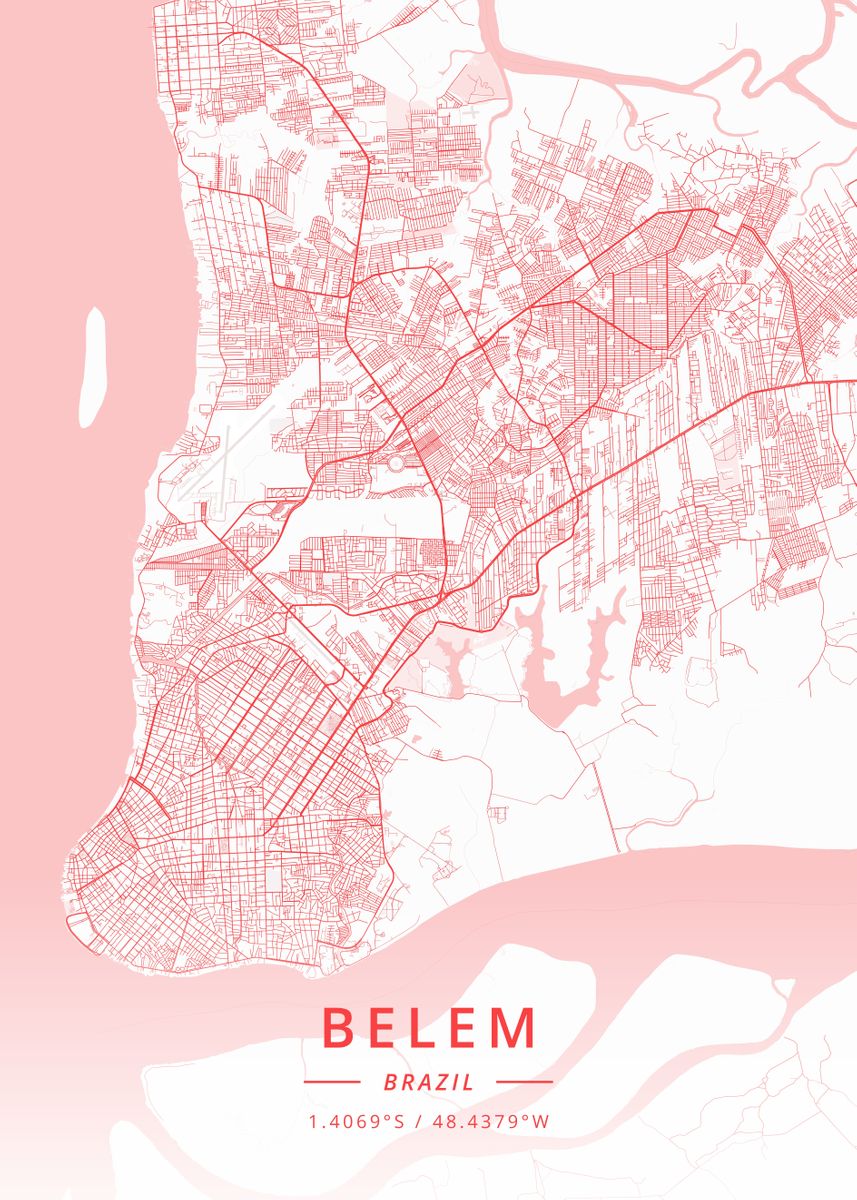 'Belem Brazil' Poster, picture, metal print, paint by Designer Map Art ...