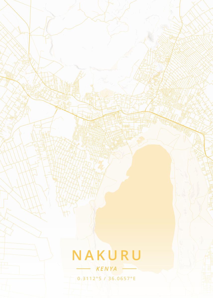 'Nakuru Kenya' Poster, picture, metal print, paint by Designer Map Art ...