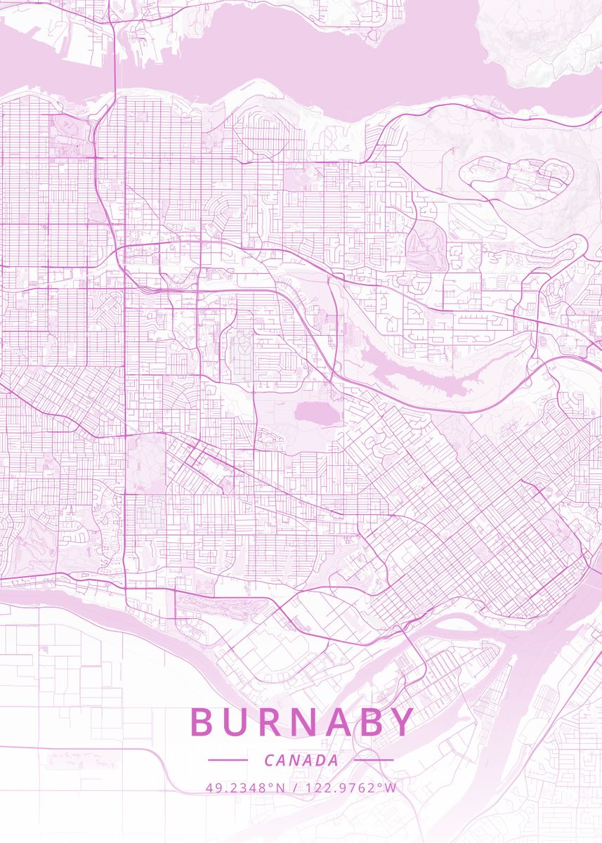 'Burnaby Canada' Poster, picture, metal print, paint by Designer Map ...