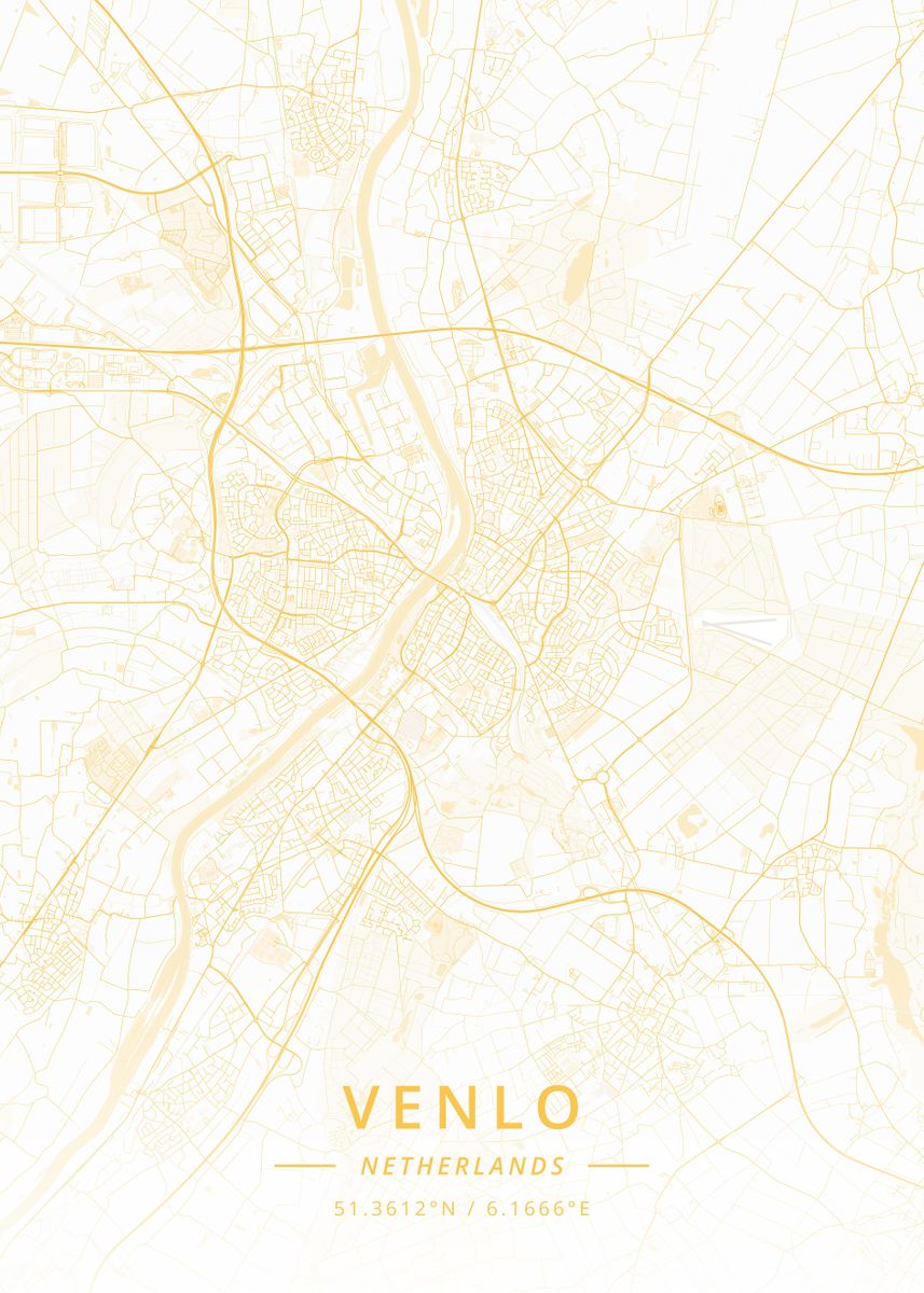 'Venlo Netherlands' Poster, picture, metal print, paint by Designer Map ...