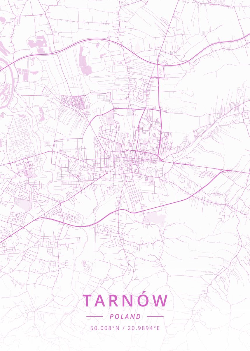 'Tarnow Poland' Poster, picture, metal print, paint by Designer Map Art ...