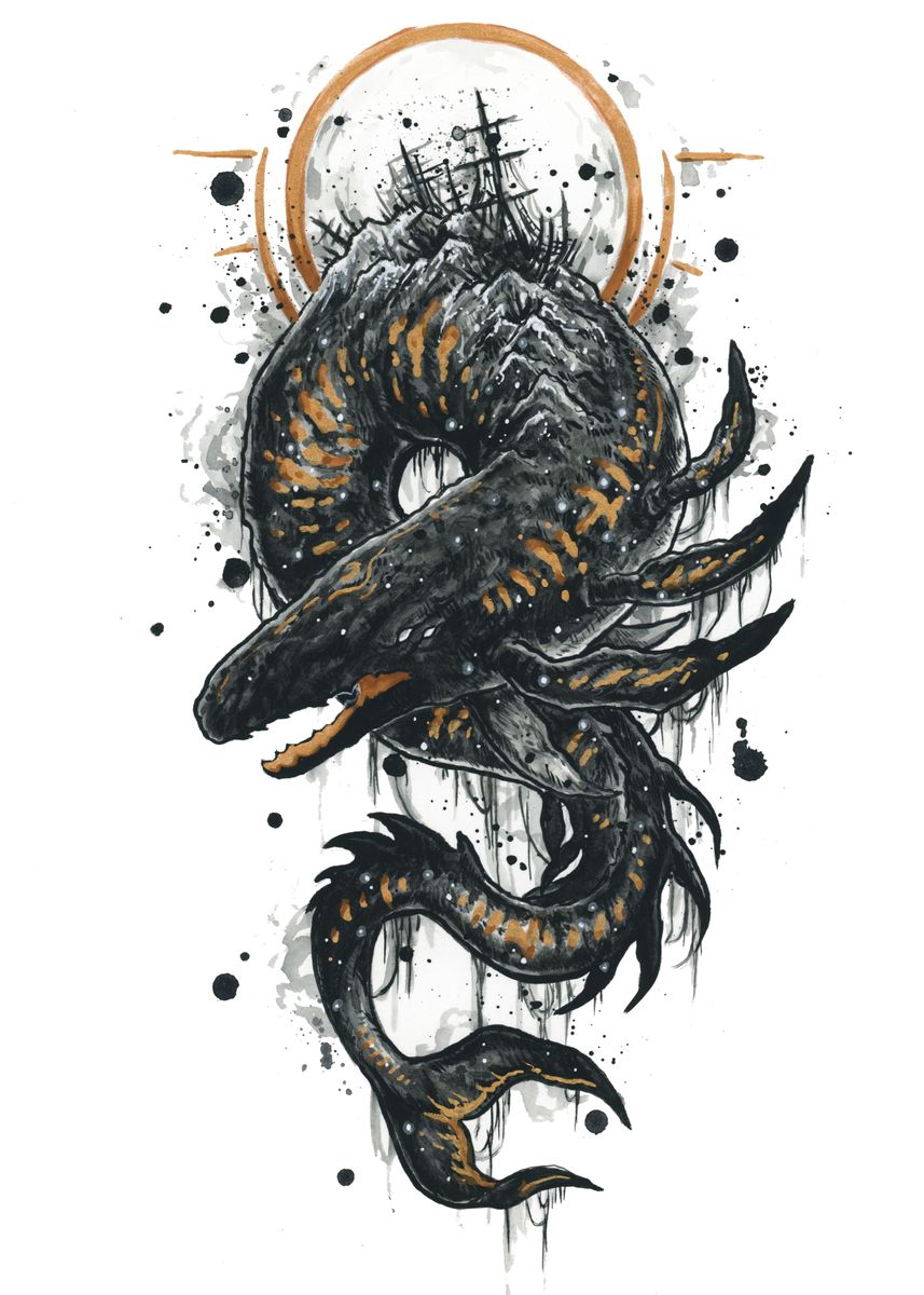 'Devil Whale' Poster, picture, metal print, paint by Jonna Hyttinen ...