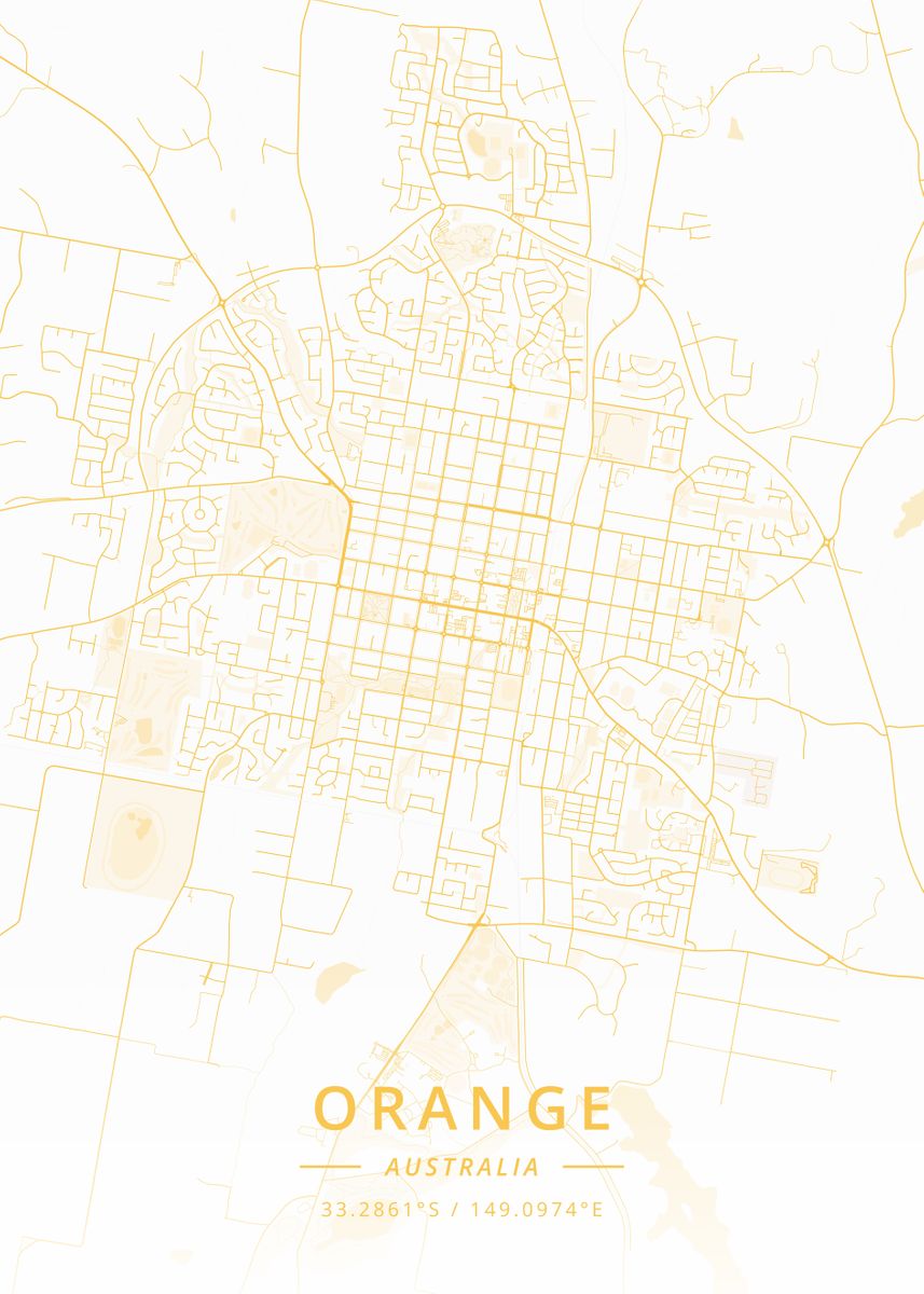 'Orange Australia' Poster, picture, metal print, paint by Designer Map ...