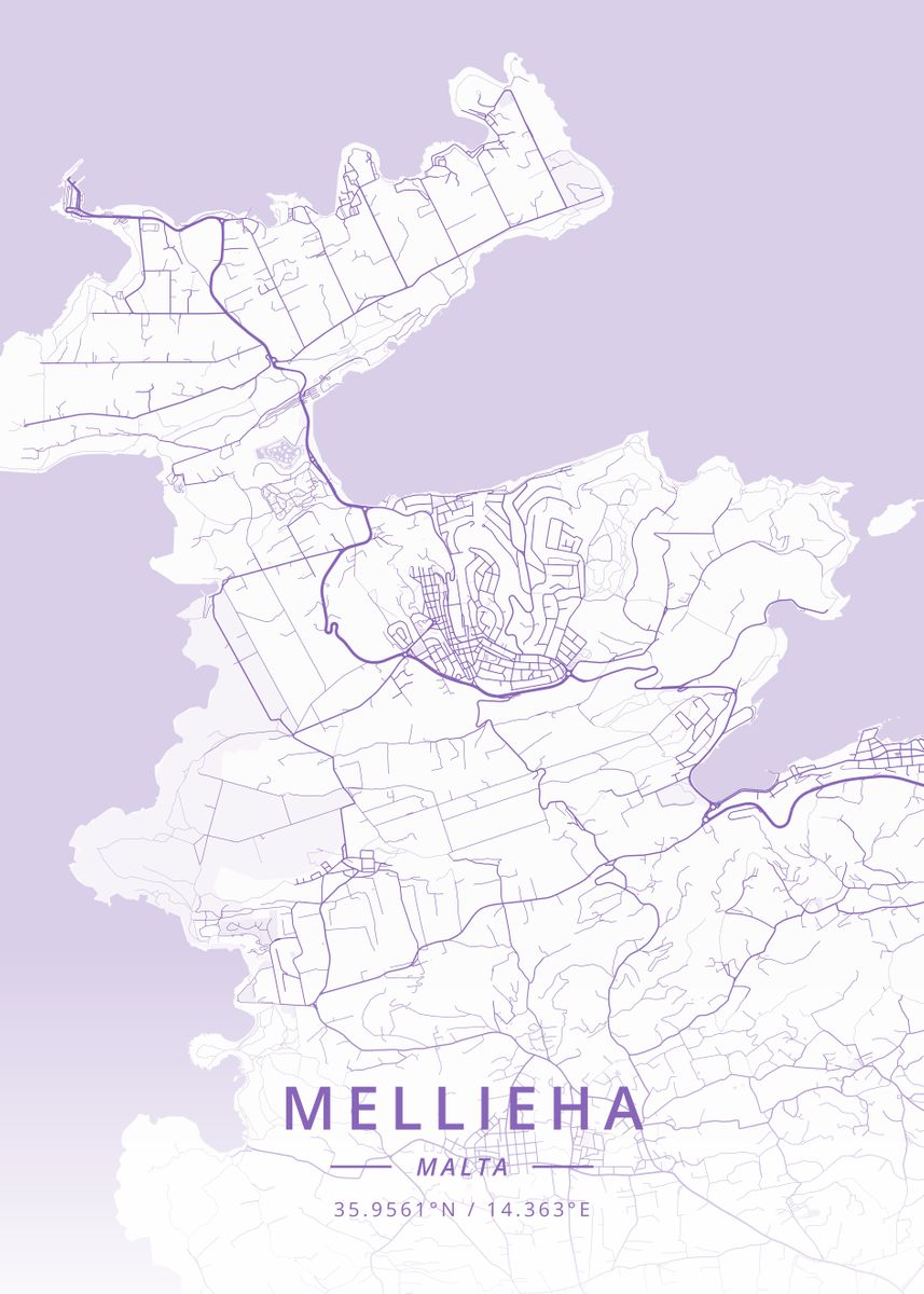 'Mellieha Malta' Poster, picture, metal print, paint by Designer Map ...
