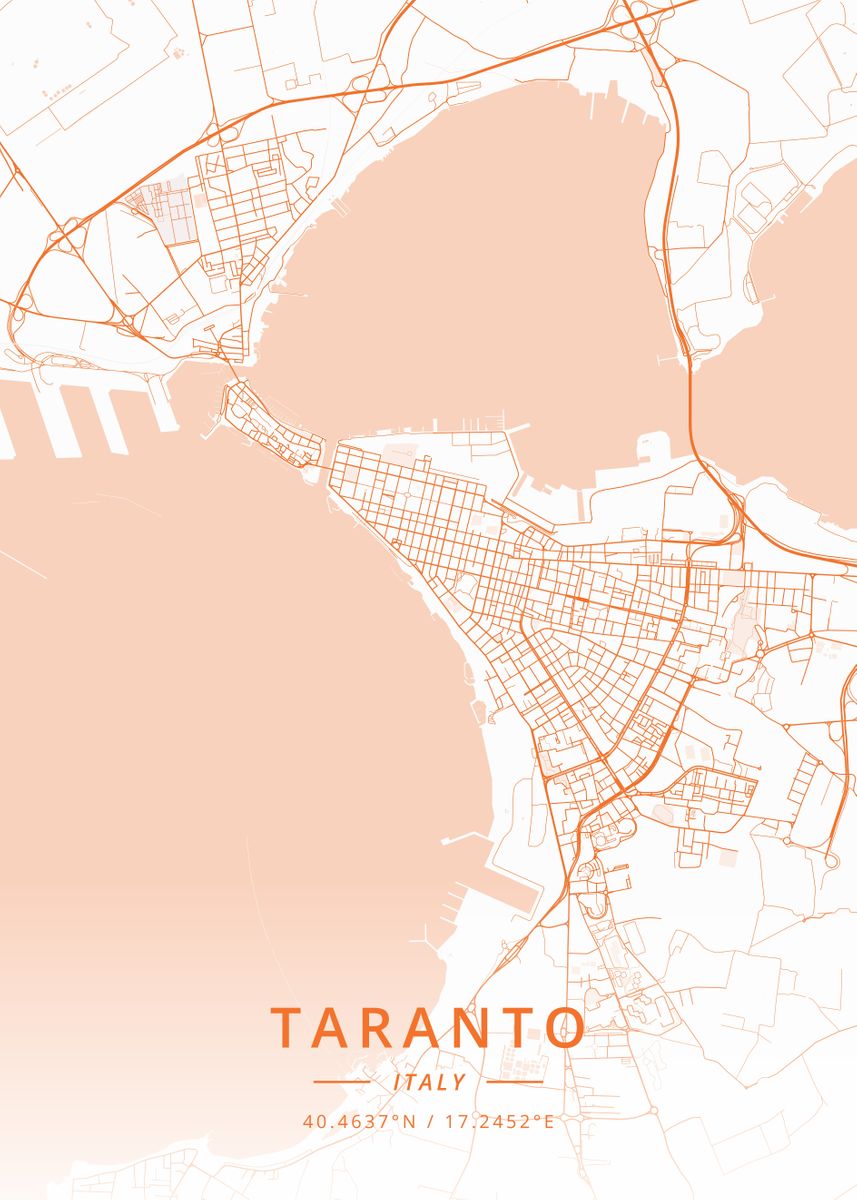 'Taranto Italy' Poster, picture, metal print, paint by Designer Map Art ...