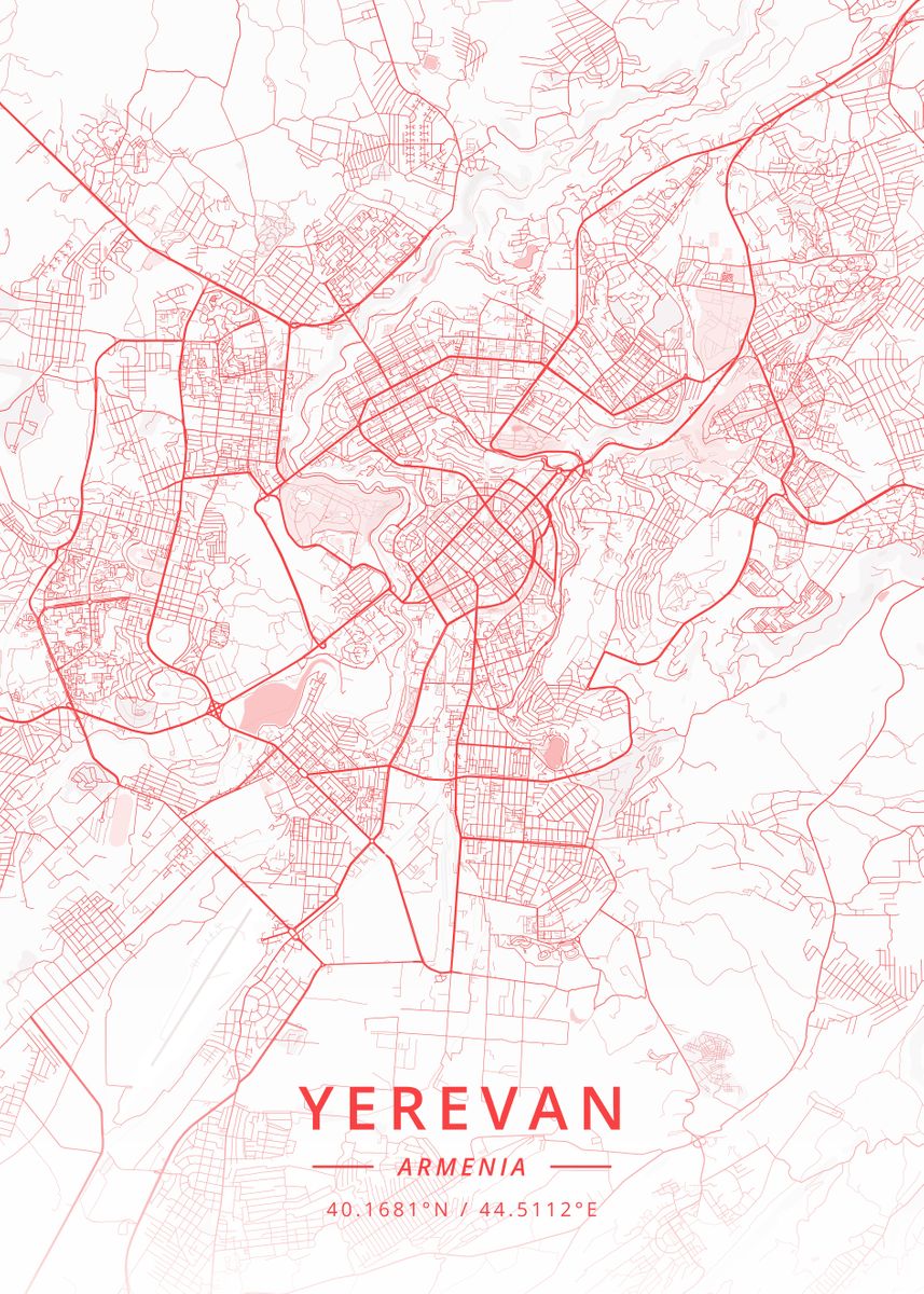 'Yerevan Armenia' Poster, picture, metal print, paint by Designer Map ...