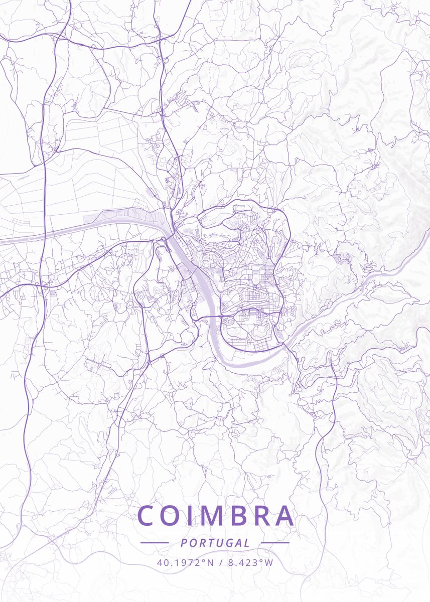 'Coimbra Portugal' Poster, picture, metal print, paint by Designer Map ...