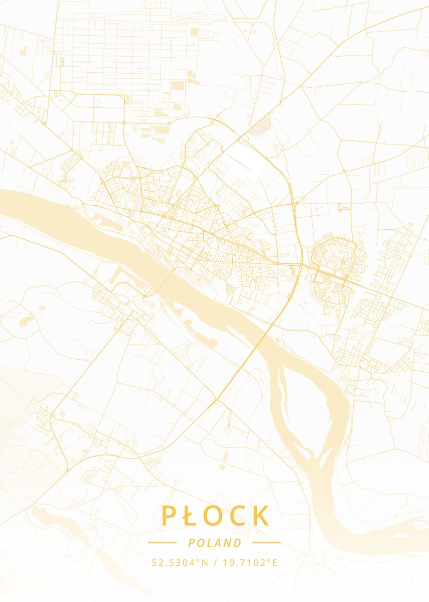 'Plock Poland' Poster, picture, metal print, paint by Designer Map Art ...