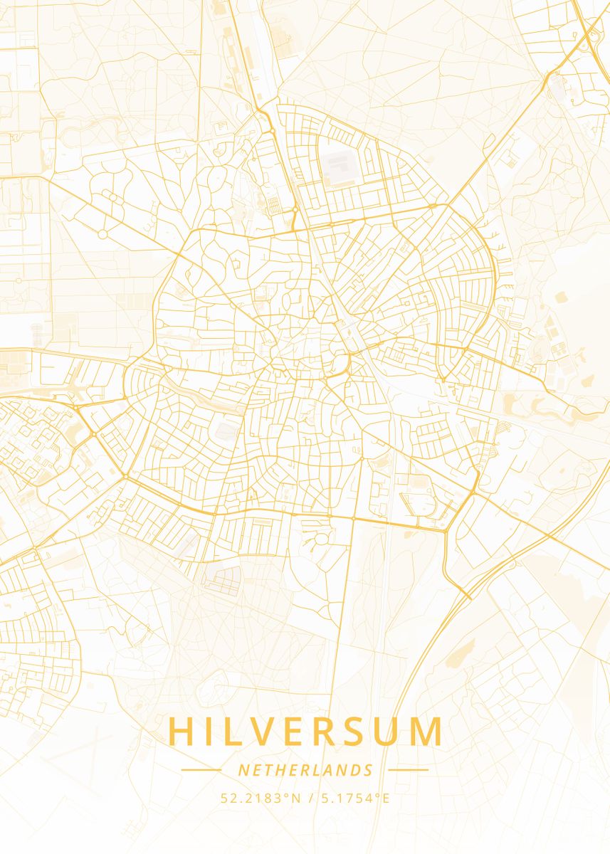 'Hilversum Netherlands' Poster, picture, metal print, paint by Designer Map Art | Displate