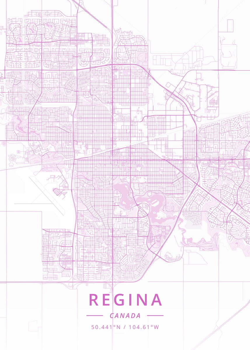'Regina Canada' Poster, picture, metal print, paint by Designer Map Art ...