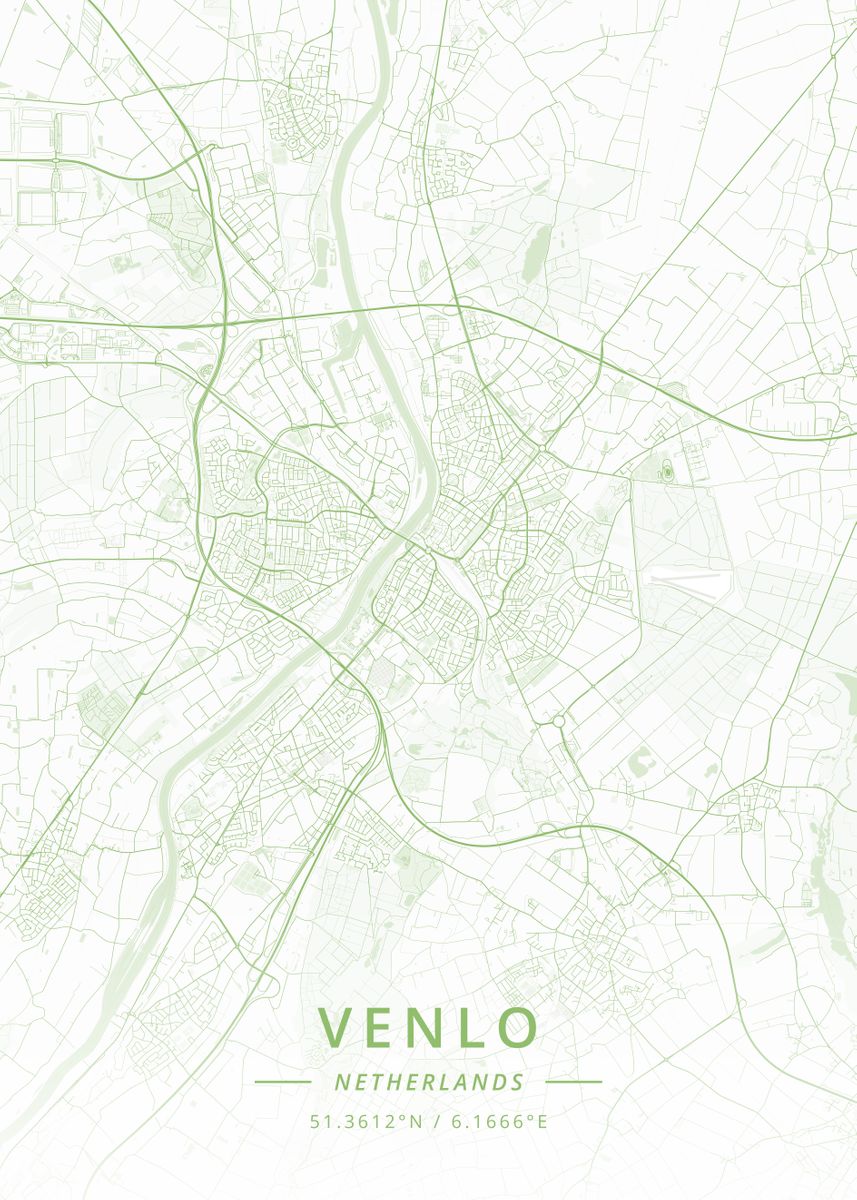 'Venlo Netherlands' Poster, picture, metal print, paint by Designer Map ...
