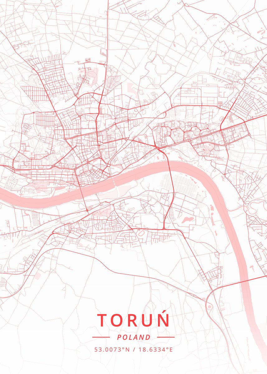 'Torun Poland' Poster, picture, metal print, paint by Designer Map Art ...