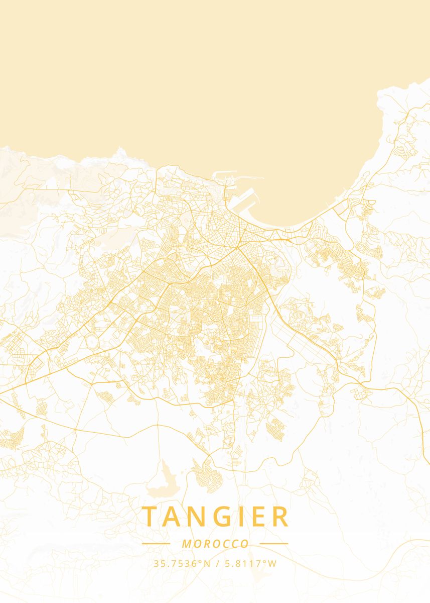 'Tangier Morocco' Poster, picture, metal print, paint by Designer Map ...