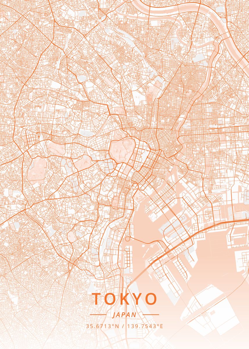 'Tokyo Japan' Poster, picture, metal print, paint by Designer Map Art ...