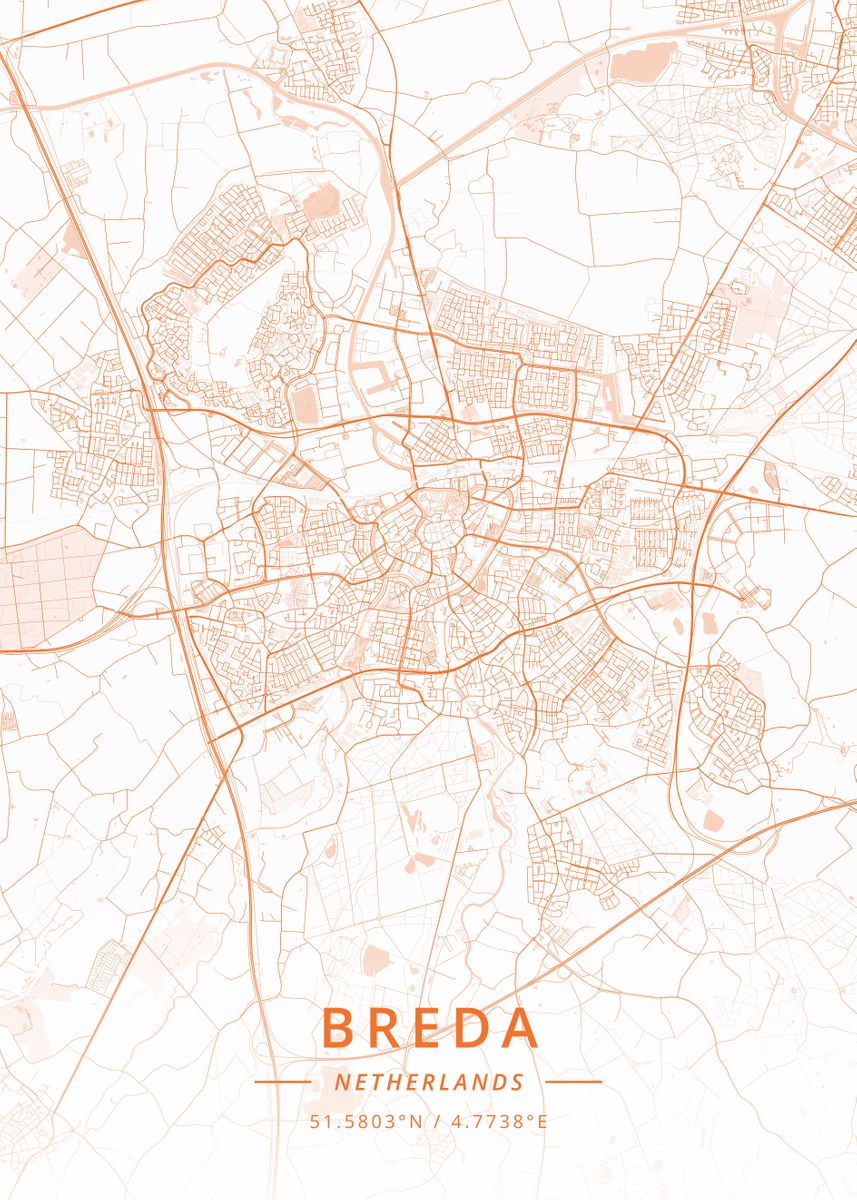 'Breda Netherlands' Poster, picture, metal print, paint by Designer Map ...