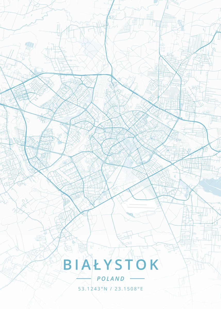 'Bialystok Poland' Poster, picture, metal print, paint by Designer Map ...