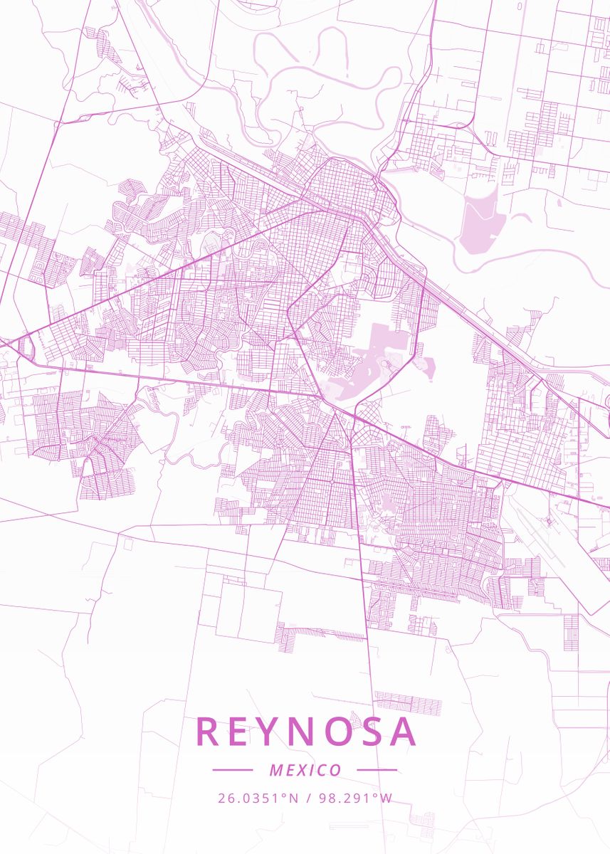 'Reynosa Mexico' Poster, picture, metal print, paint by Designer Map ...