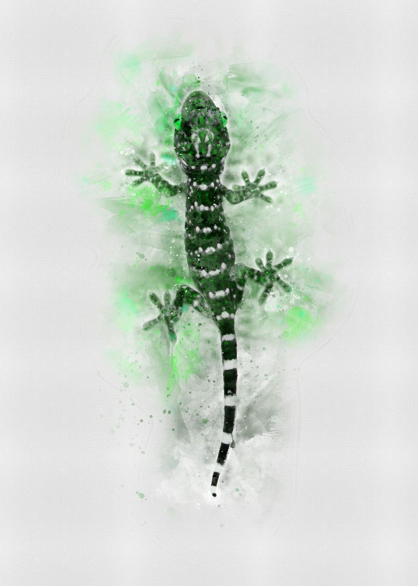 'Green lizard' Poster by Nikolovi Art | Displate