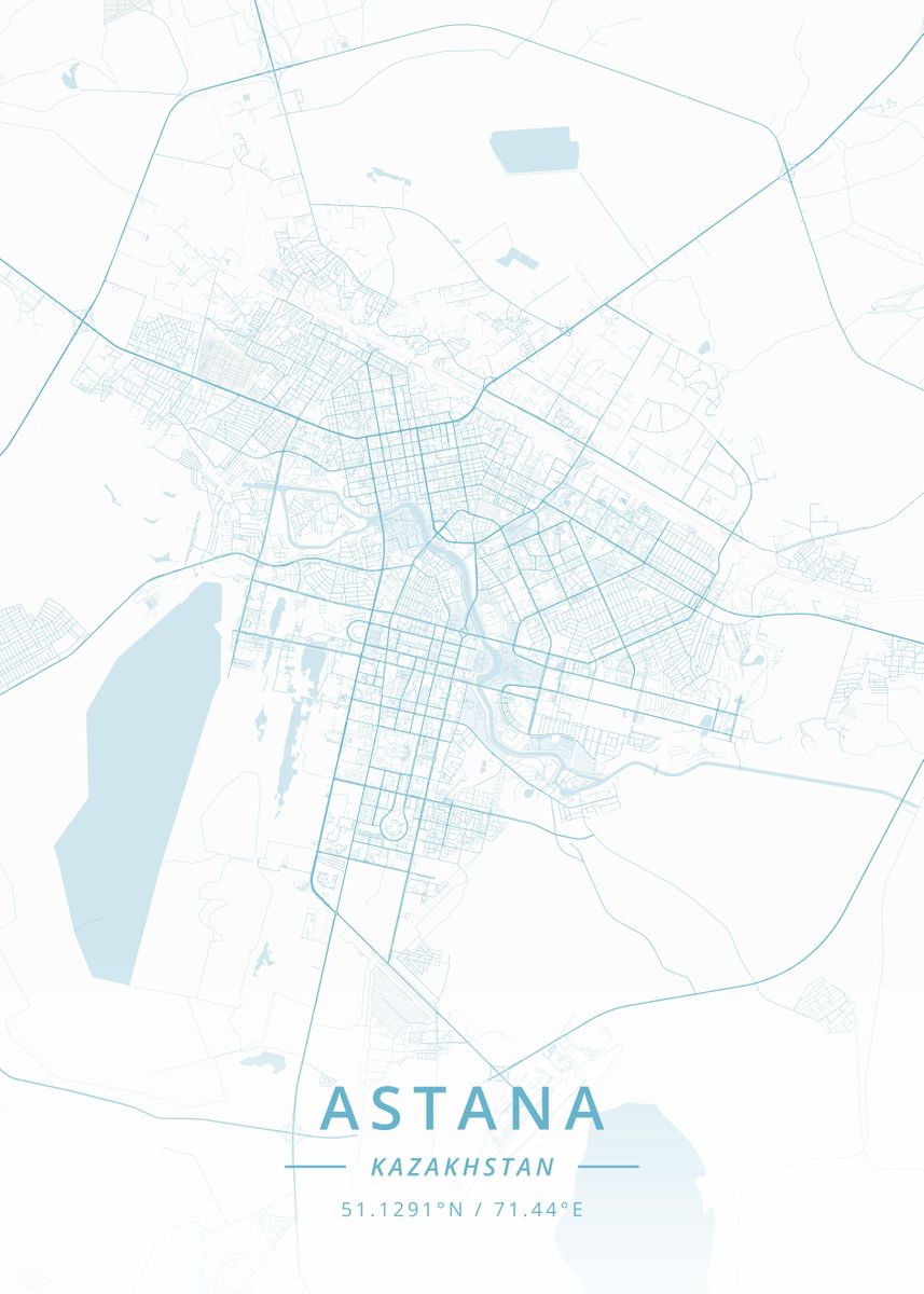 'Astana Kazakhstan' Poster, picture, metal print, paint by Designer Map ...