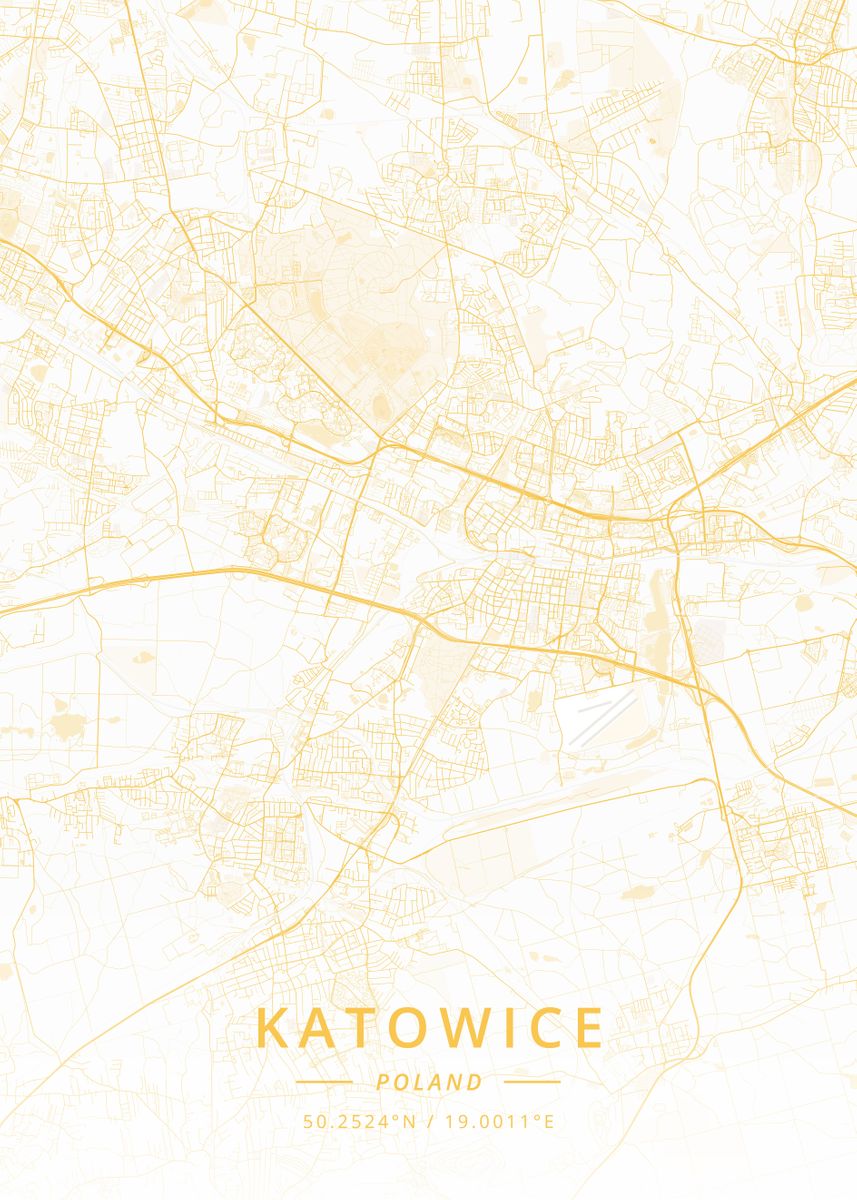 'Katowice Poland' Poster, picture, metal print, paint by Designer Map ...
