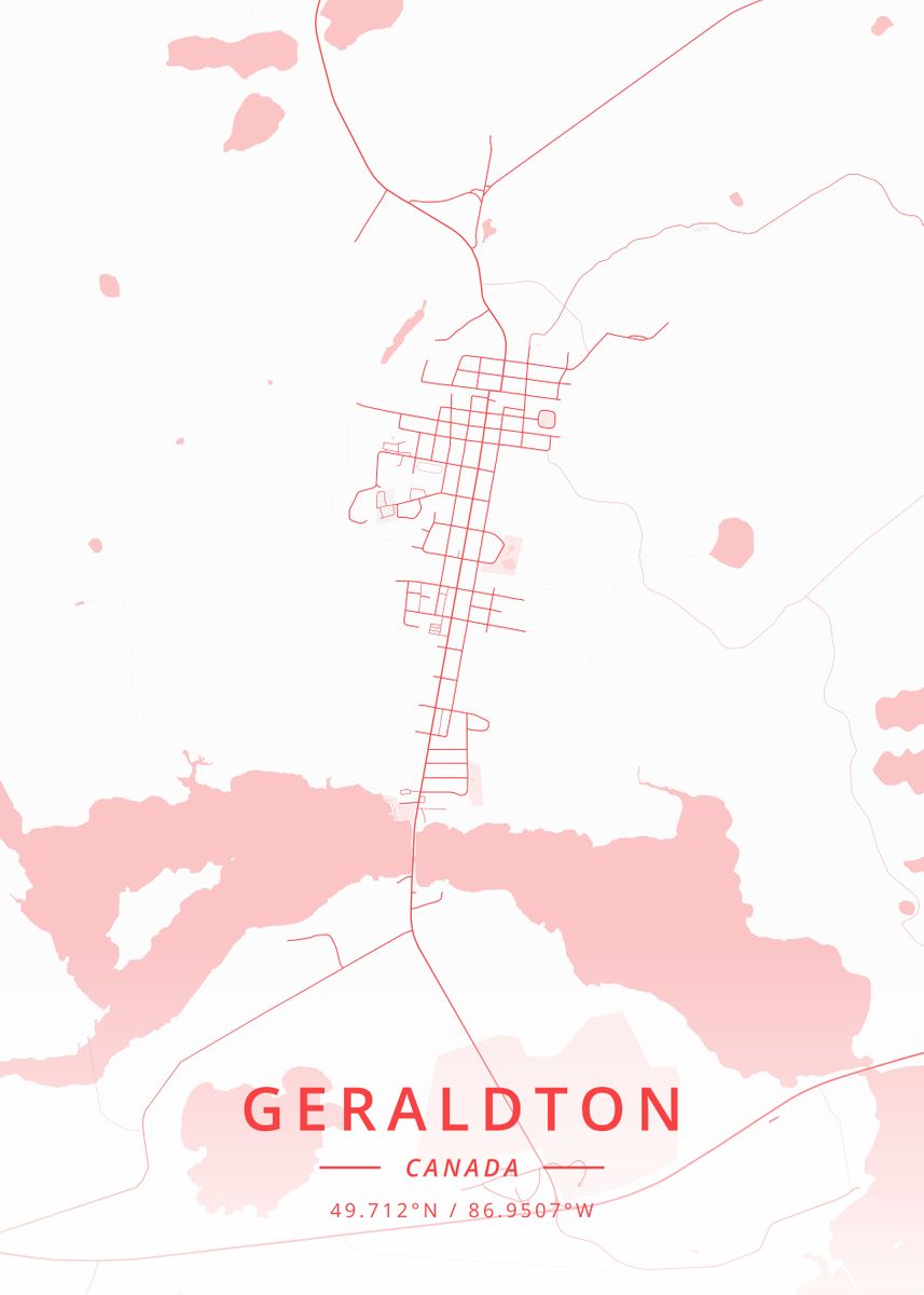 'Geraldton Canada' Poster, picture, metal print, paint by Designer Map ...
