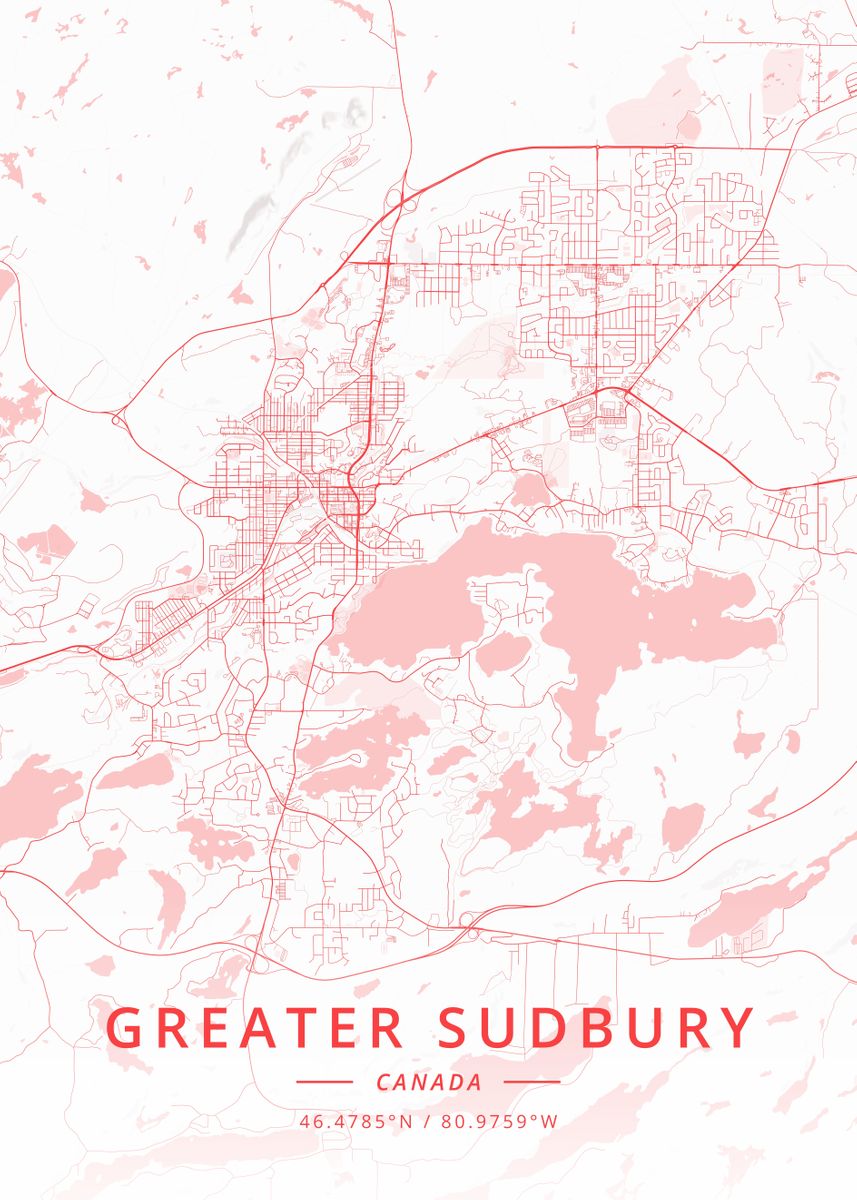 'Greater Sudbury Canada' Poster by Designer Map Art | Displate