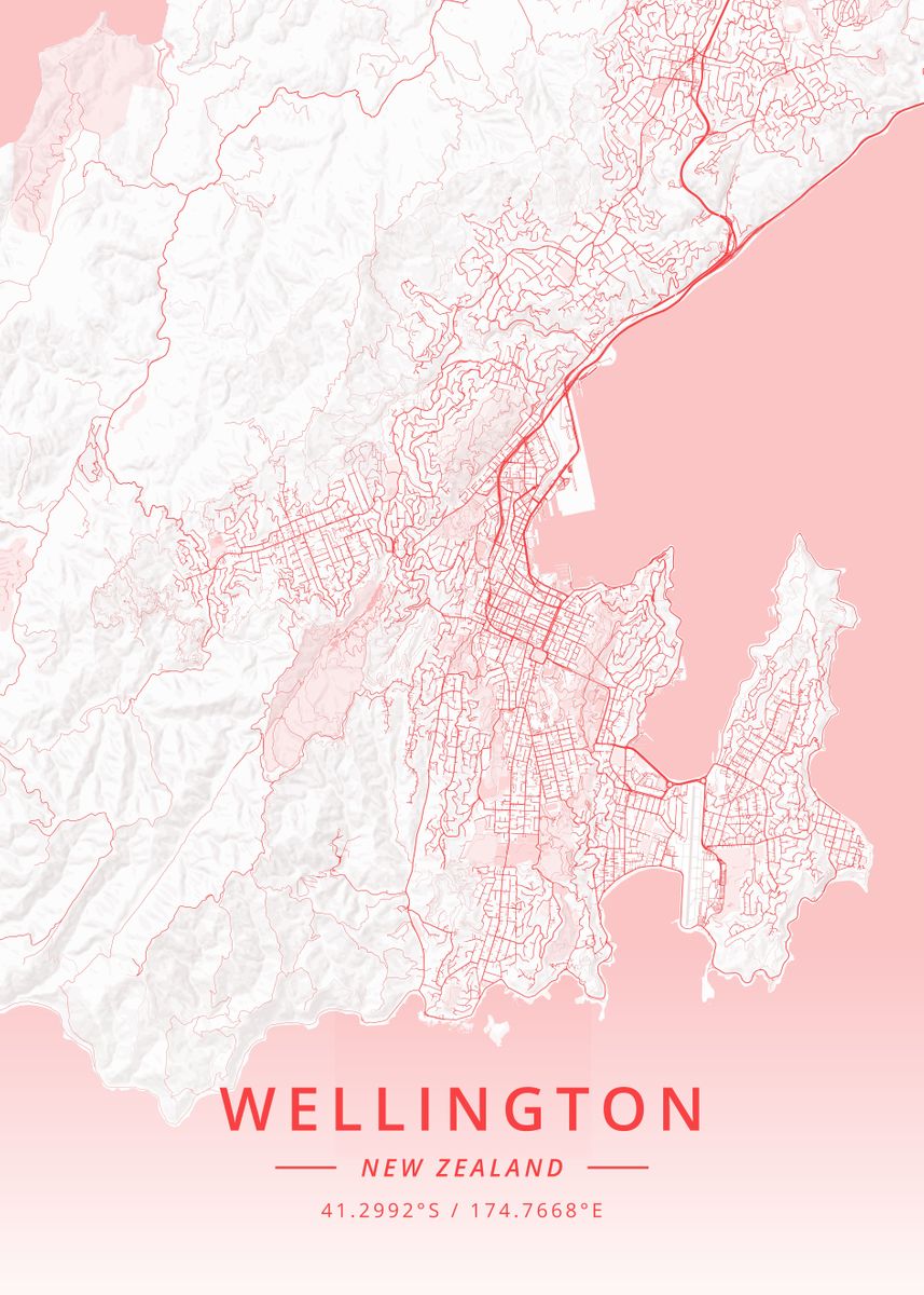 'Wellington New Zealand' Poster by Designer Map Art | Displate