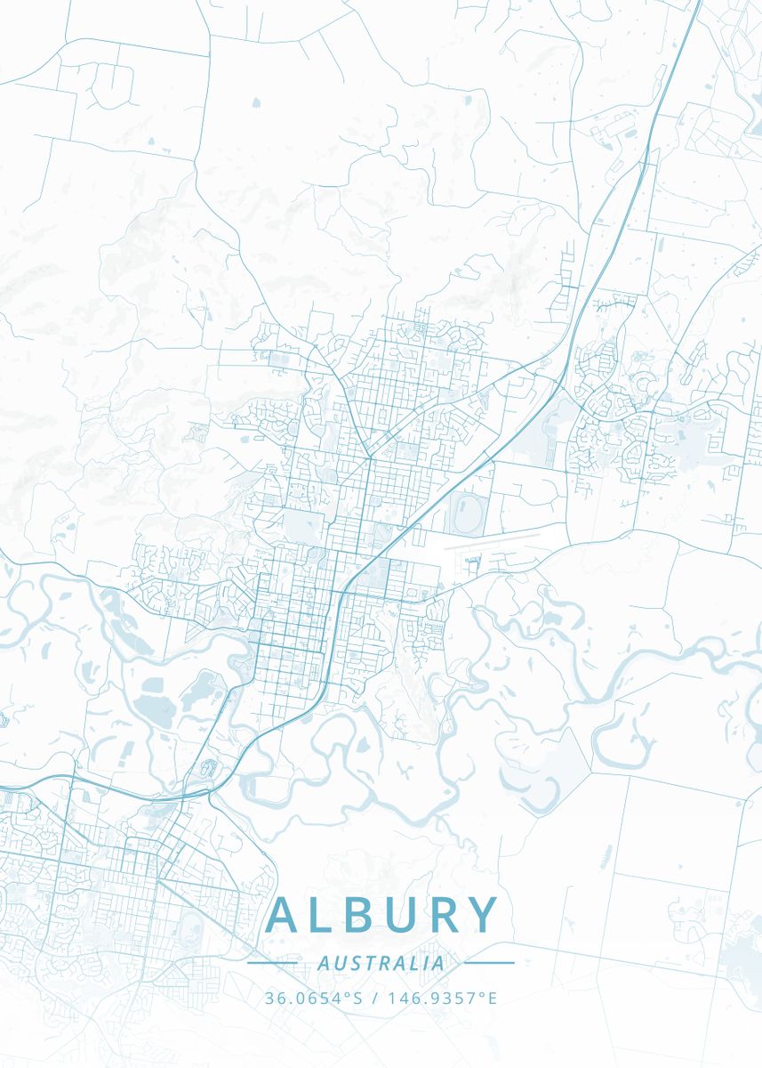 'Albury Australia' Poster, picture, metal print, paint by Designer Map ...