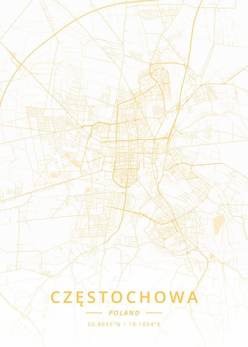 'Czestochowa Poland' Poster, picture, metal print, paint by Designer ...